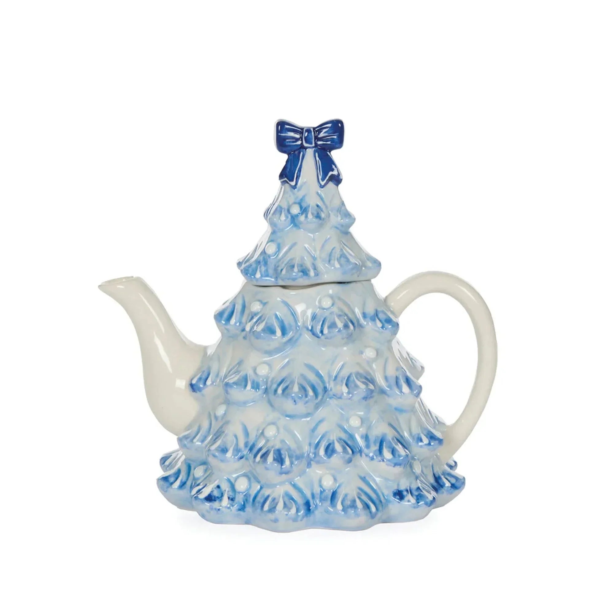 Blue & White Tree Teapot Ceramic - Chinoiserie Christmas Teapot ...