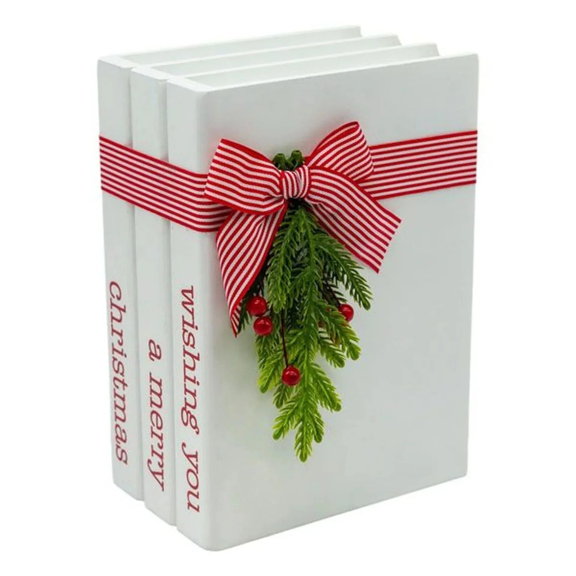 White Christmas Book Stack - Christmas Traditional Literary Decoration
